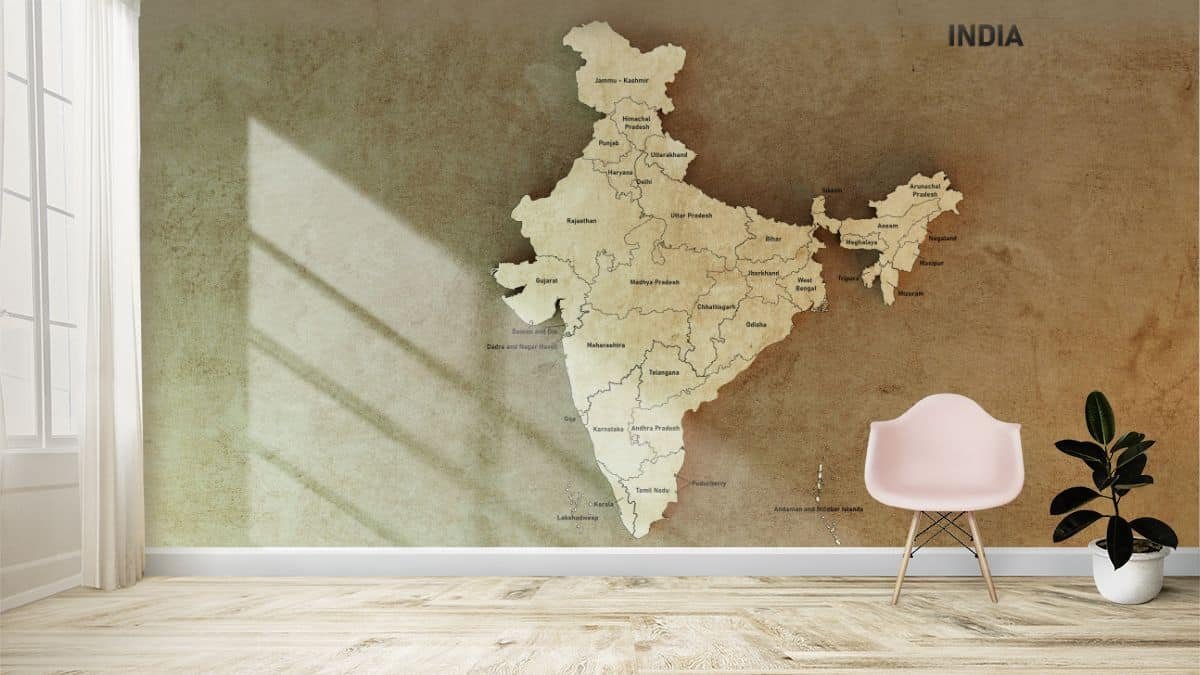 3D India Map With States Name Wallpaper for Wall - Yas unique wallpaper