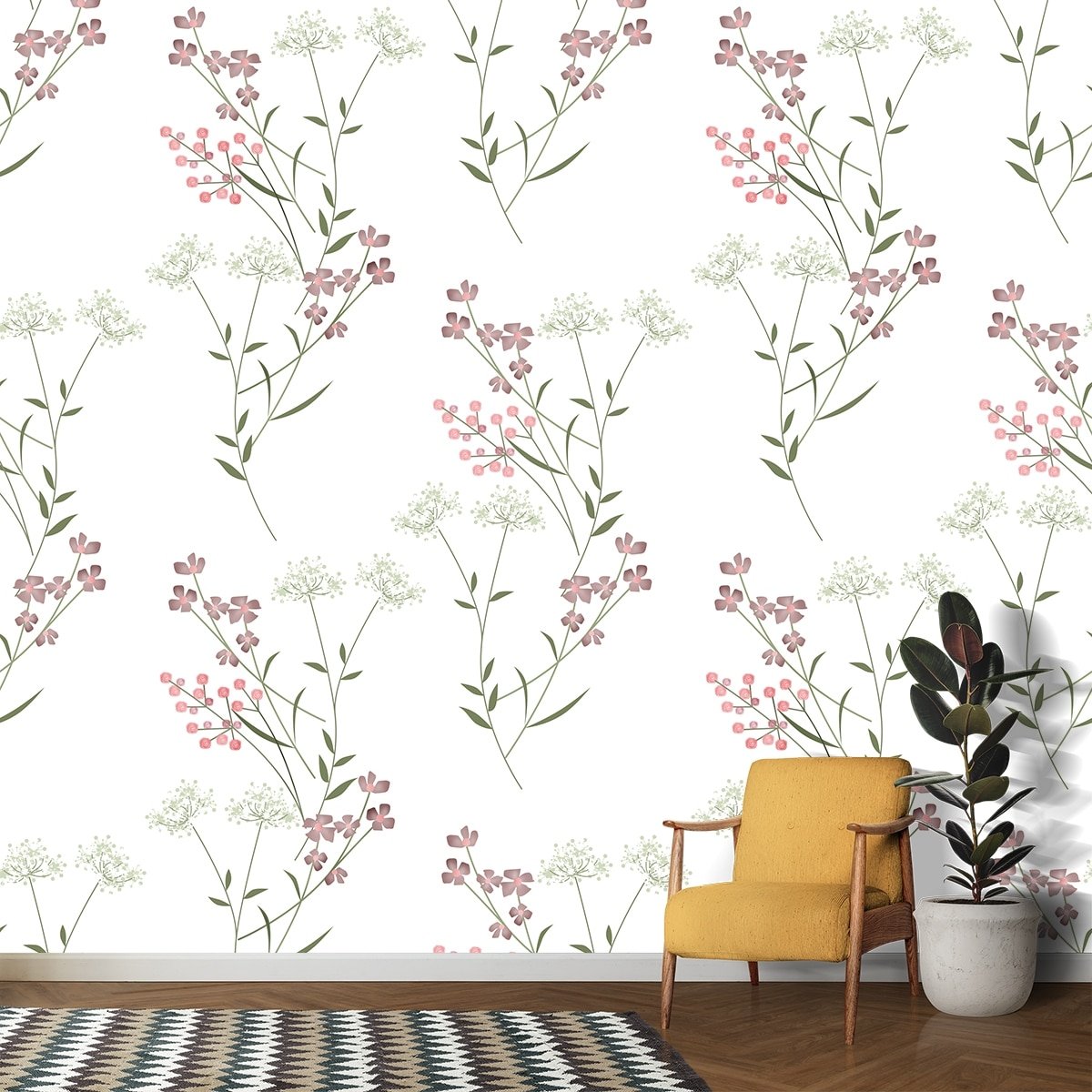 Be the first to review “A Colorful Vector Flowers and Leaves Wallpaper ...