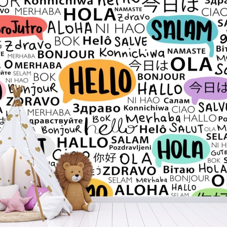 Wallpaper for Nursery Hello in Different Languages